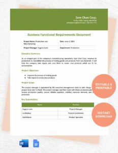 Business and Functional Requirements Template