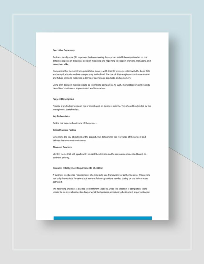 Business Intelligence Reporting Requirements Template