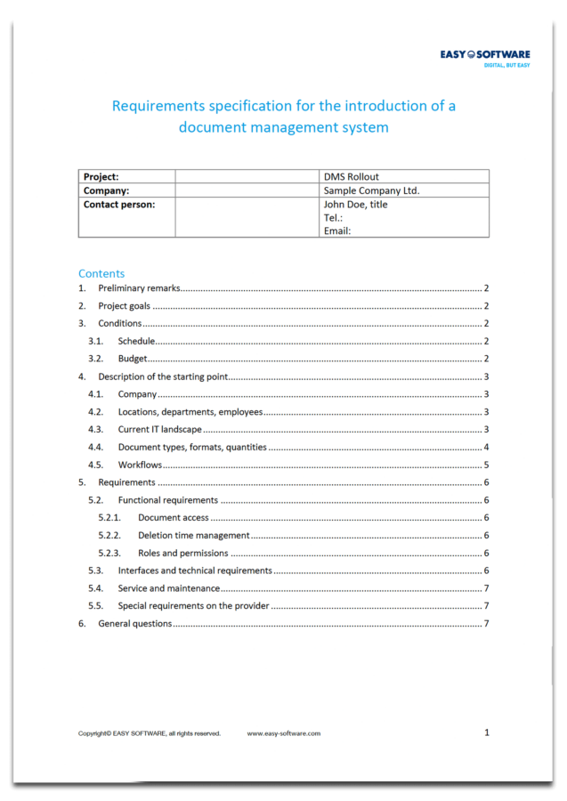 Document Management System Requirements Template