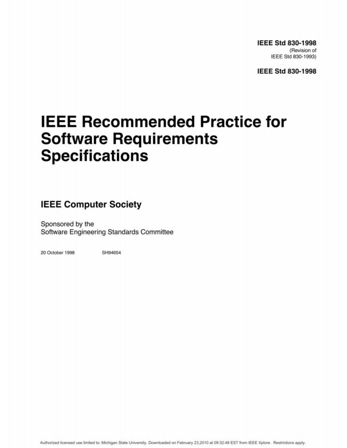 IEEE Requirements Specification Template