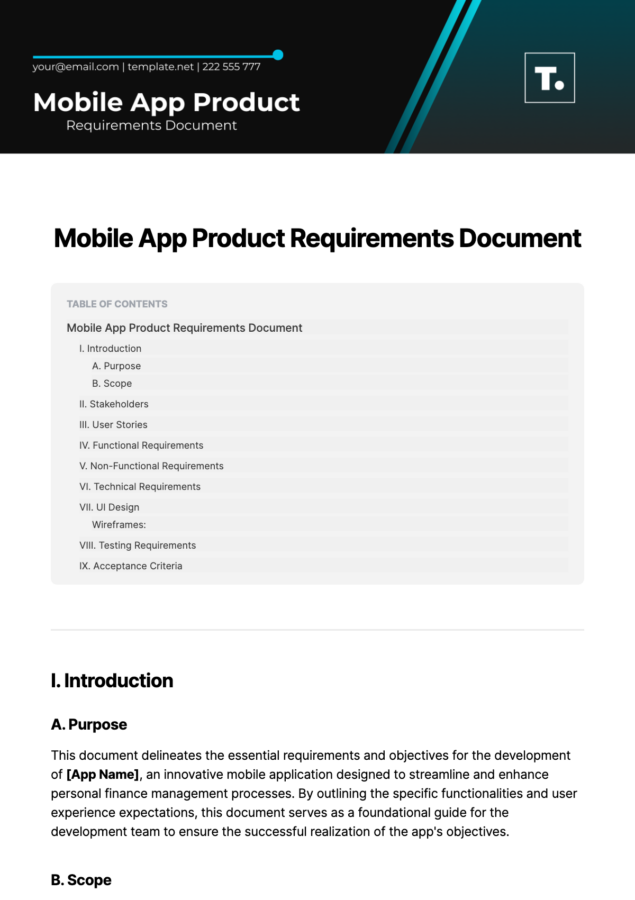 Mobile App Requirements Template