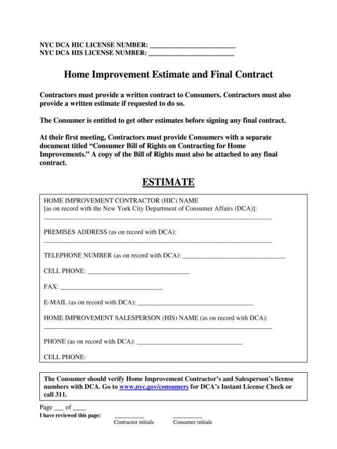 NJ HIC Required Contract Verbiage Template