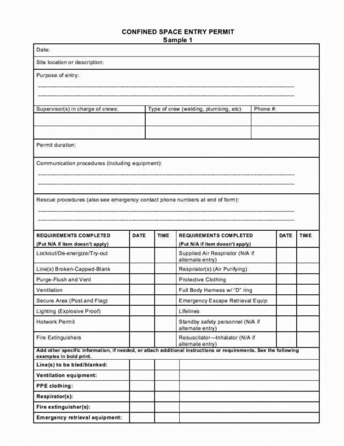 Permit Required Confined Space Program Template