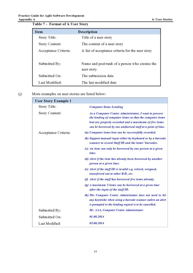 User Story Requirements Template
