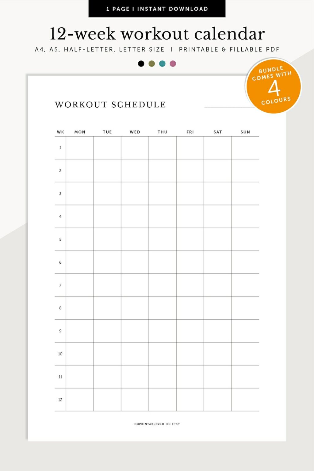 12-Week Fitness Program Template