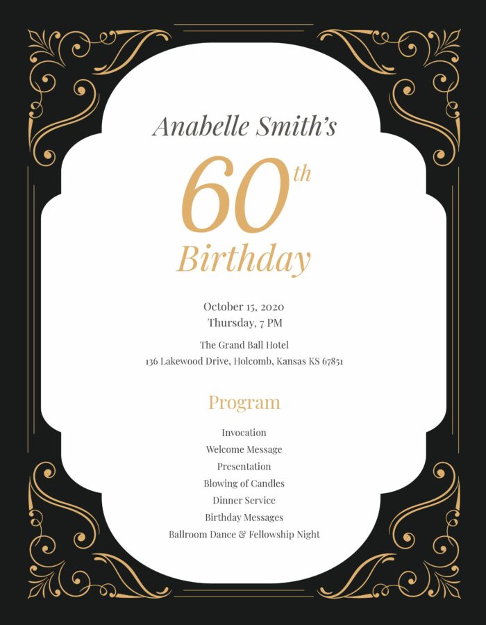 90th Birthday Party Program Template