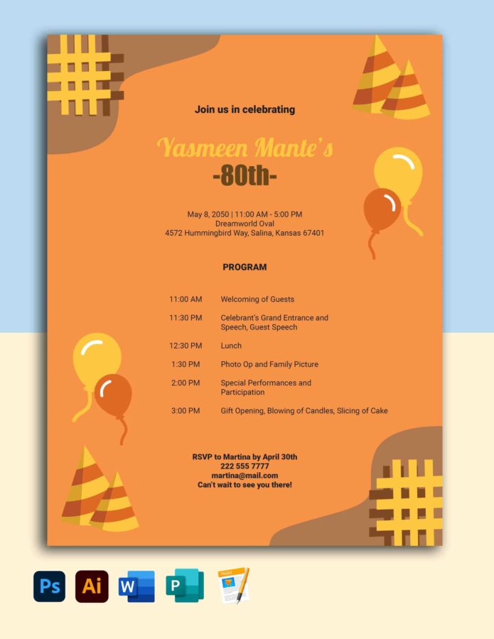 100th Birthday Celebration Program Template