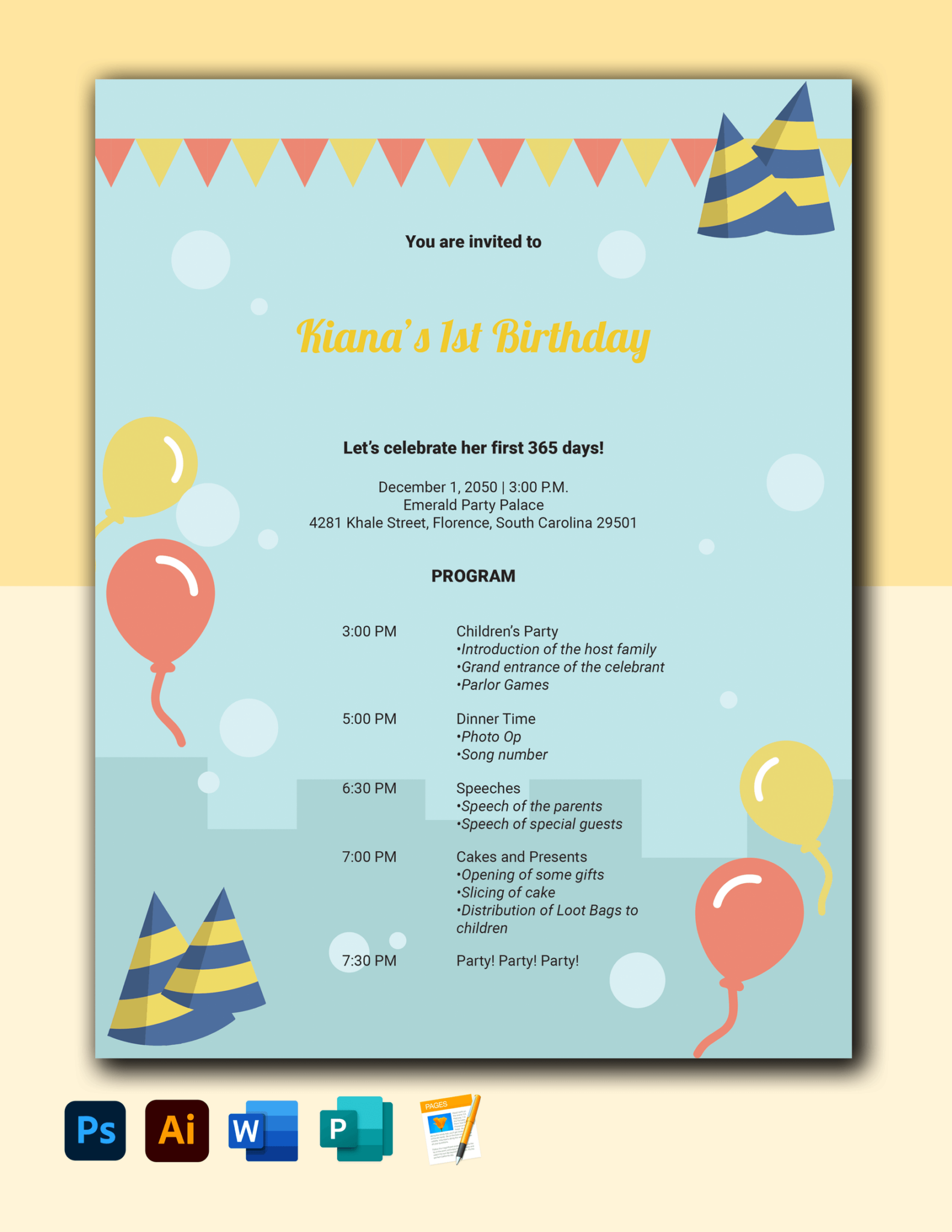 90th Birthday Party Program Template