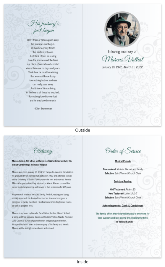 Bi Fold Funeral Program Template