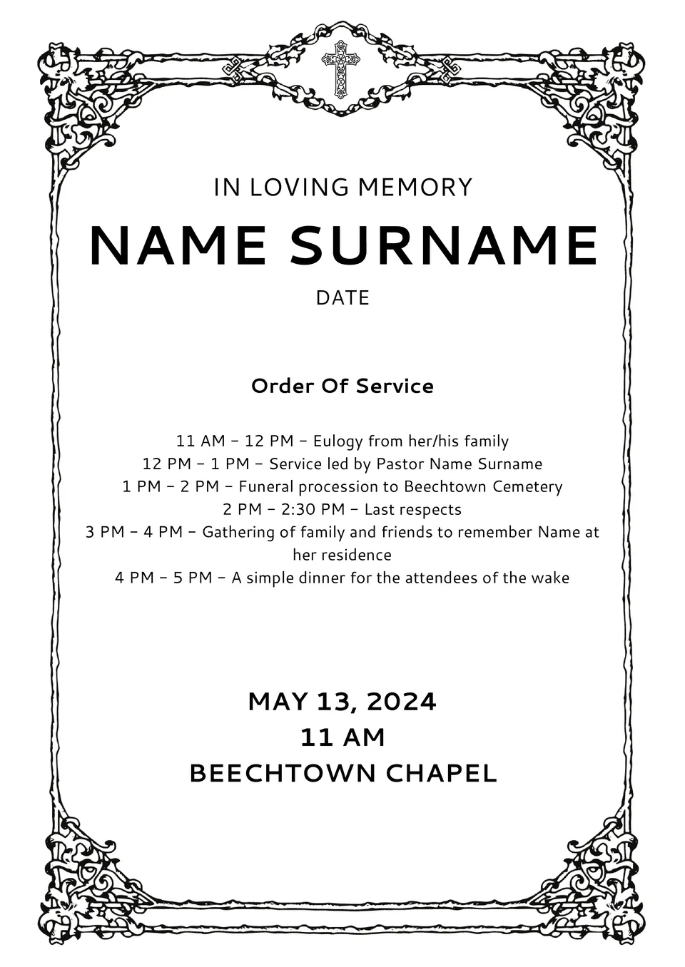 Catholic Funeral Mass Program Template Catholic Funeral Mass Program Template