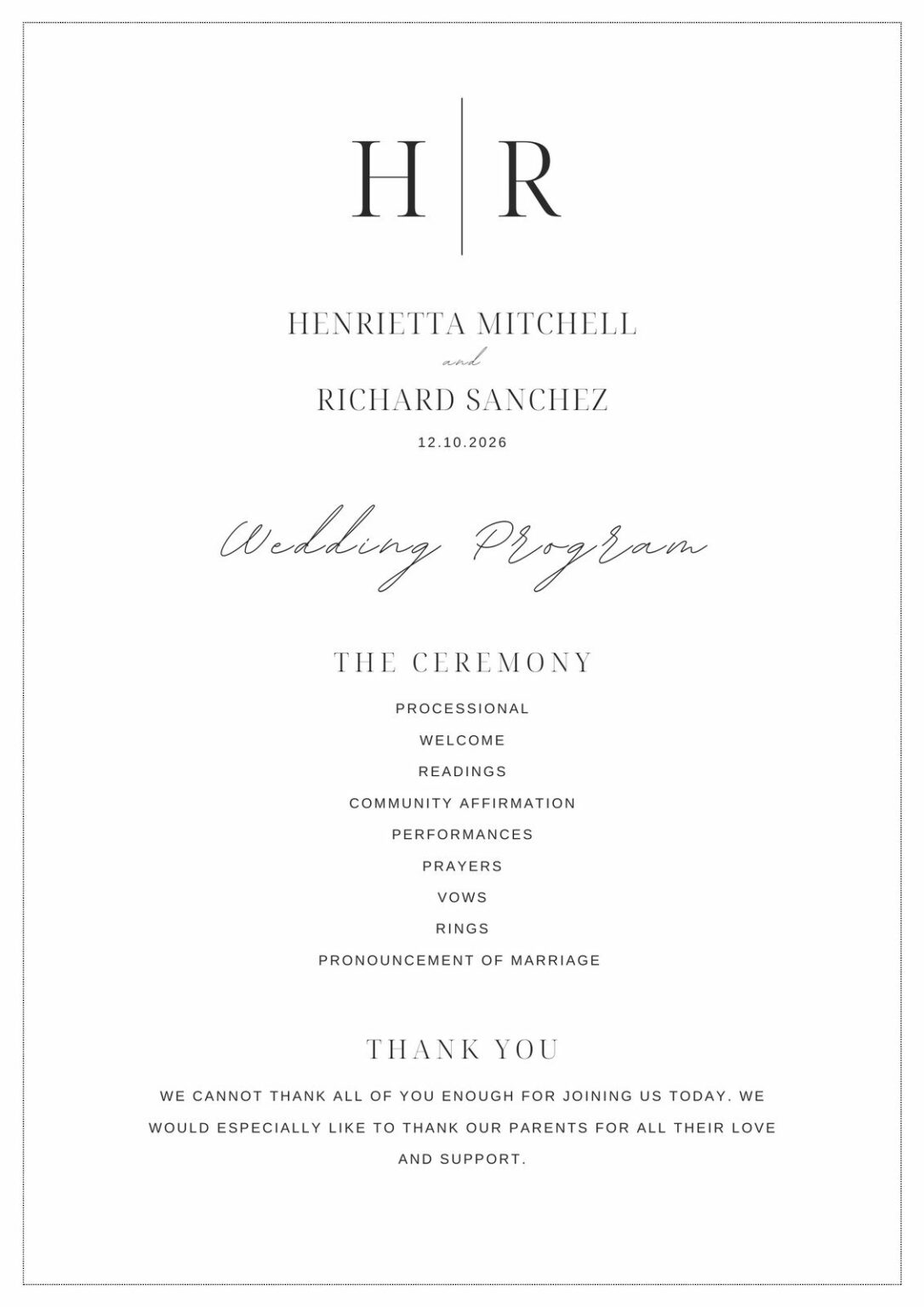 Catholic Wedding Program Template Canva