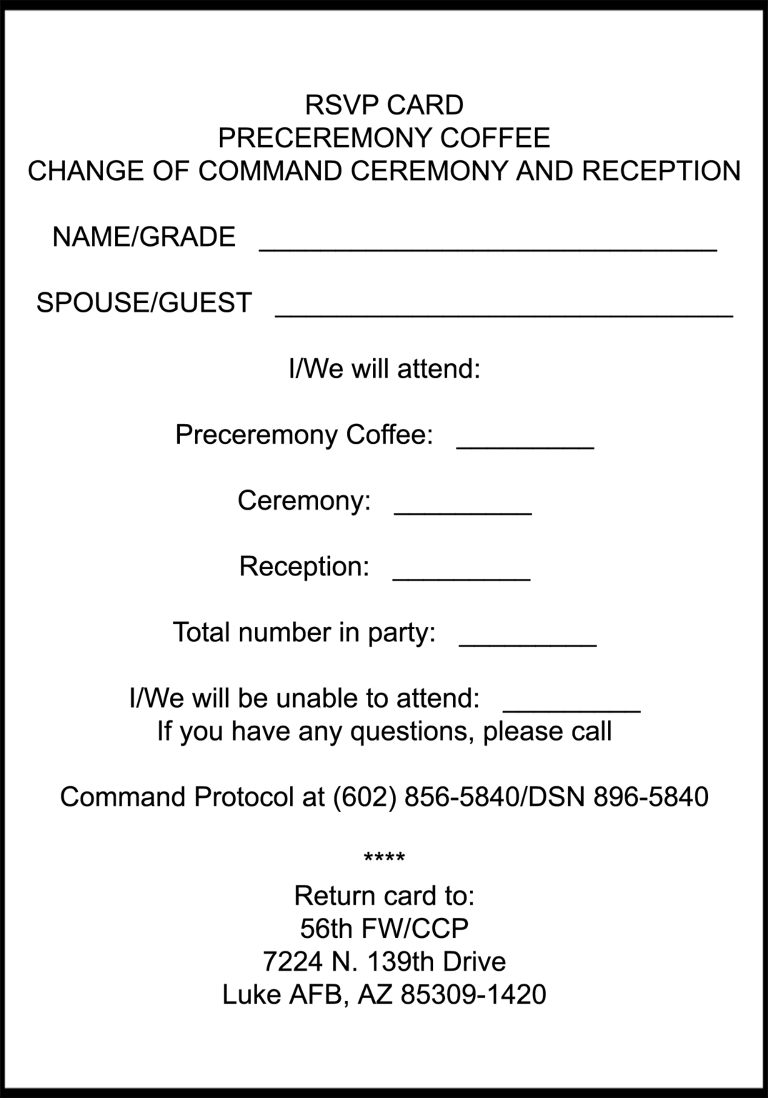 Army Change of Command Program Template