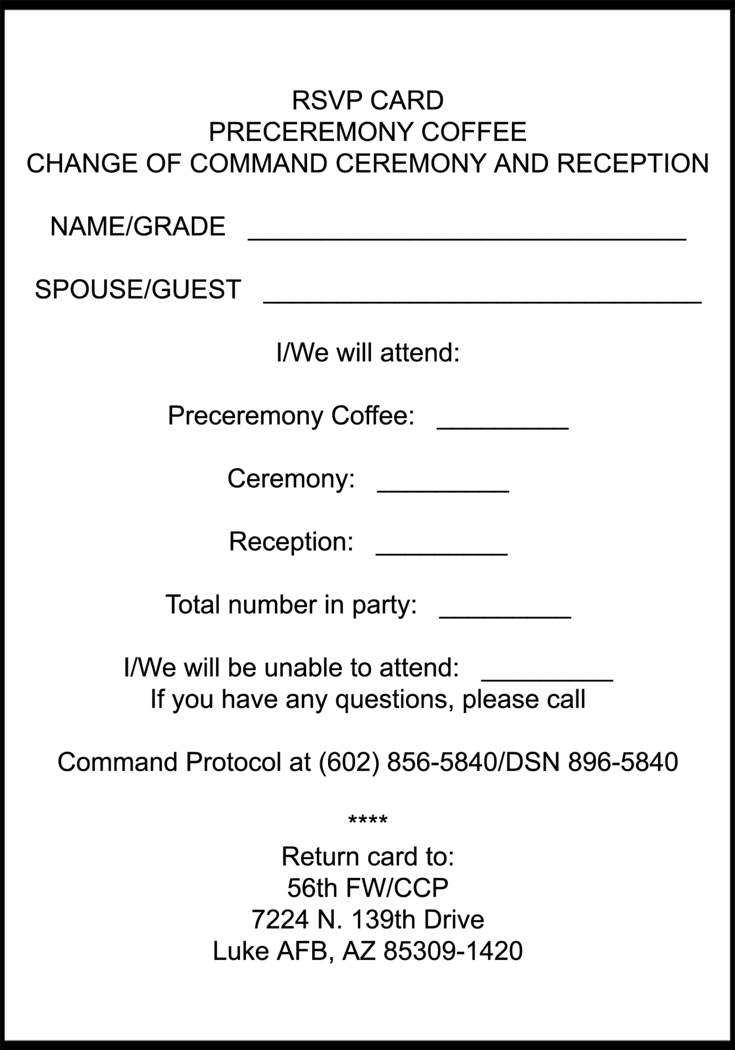 Change of Command Program Template