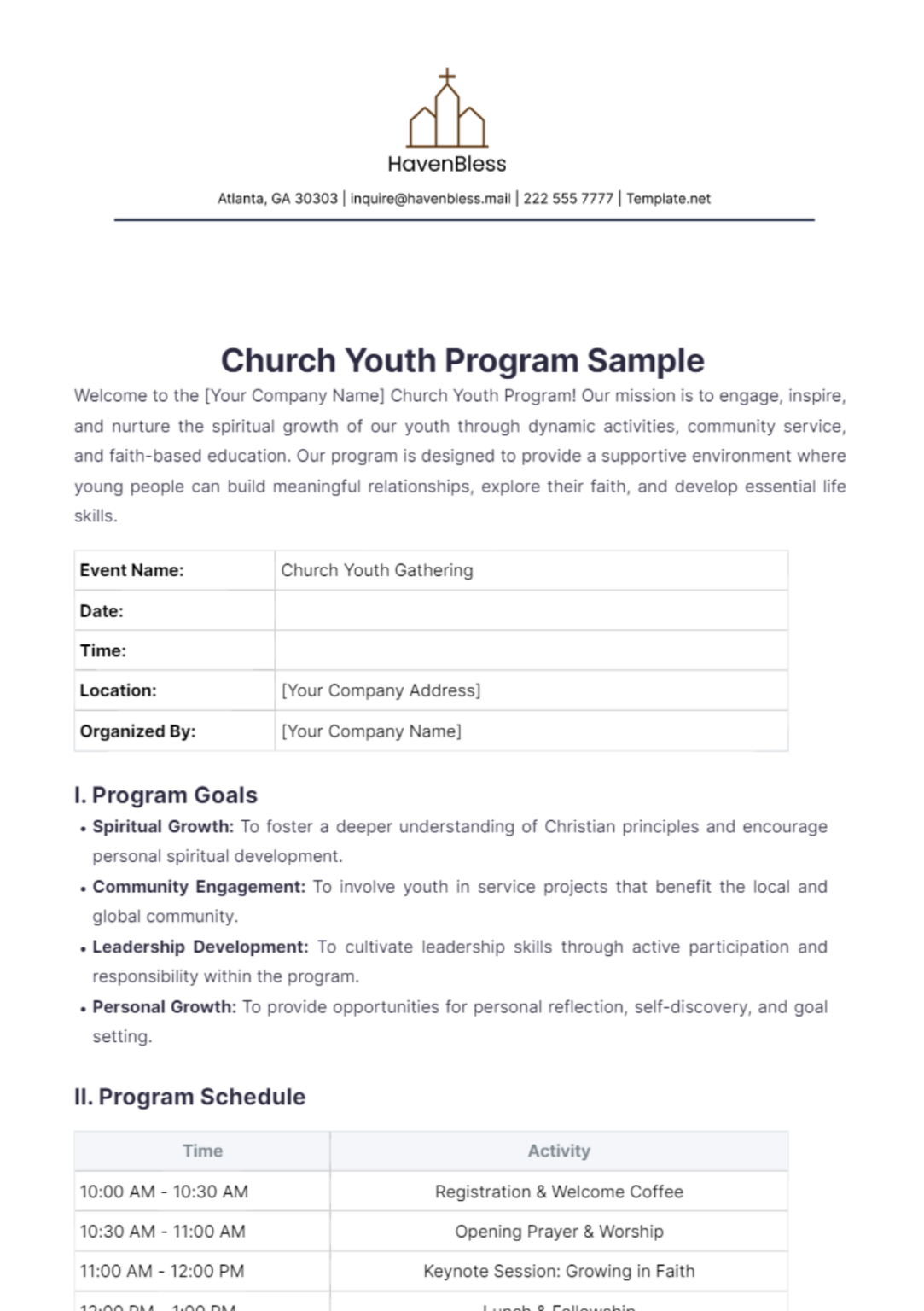 After School Program Lesson Plan Template