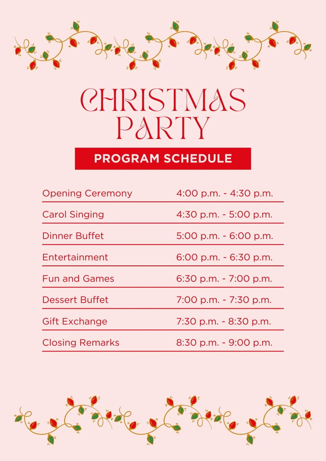 Christmas Party Program Flow Template