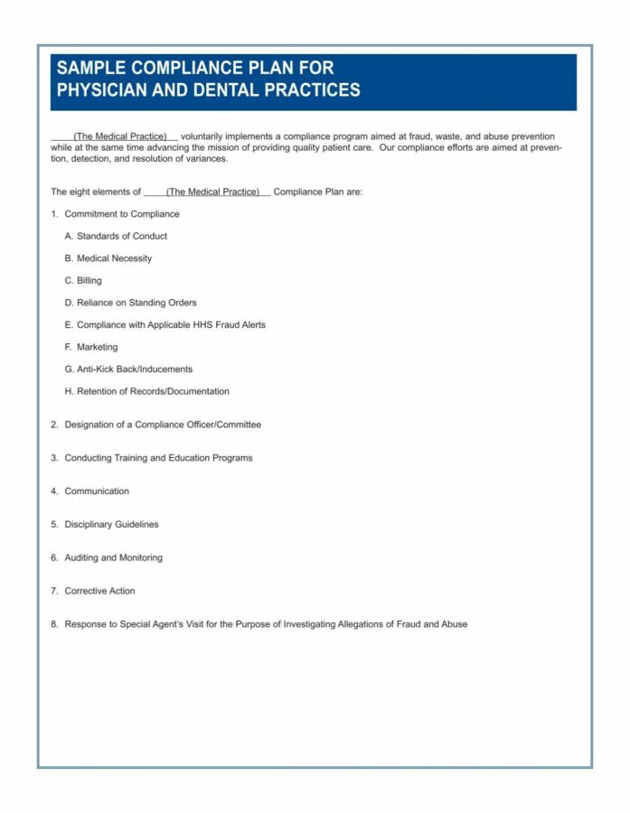 Compliance Program Compliance Plan Template