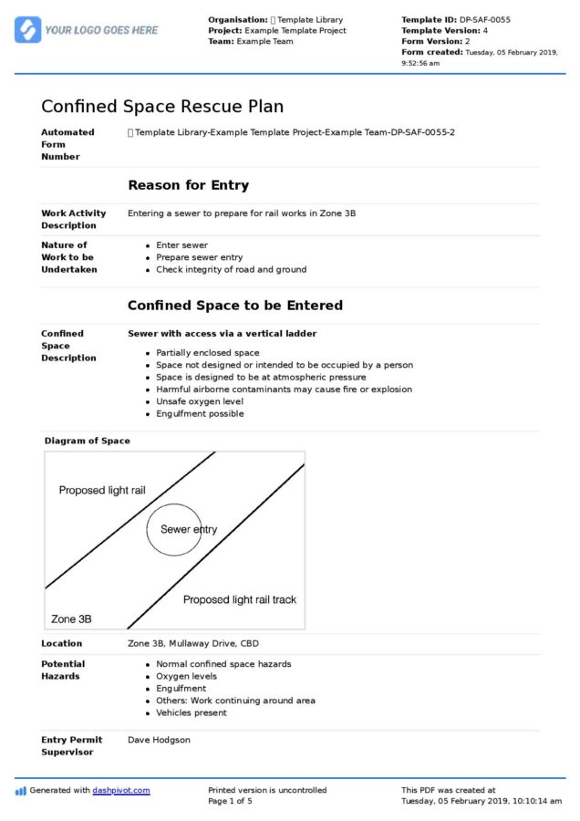 Construction Confined Space Program Template