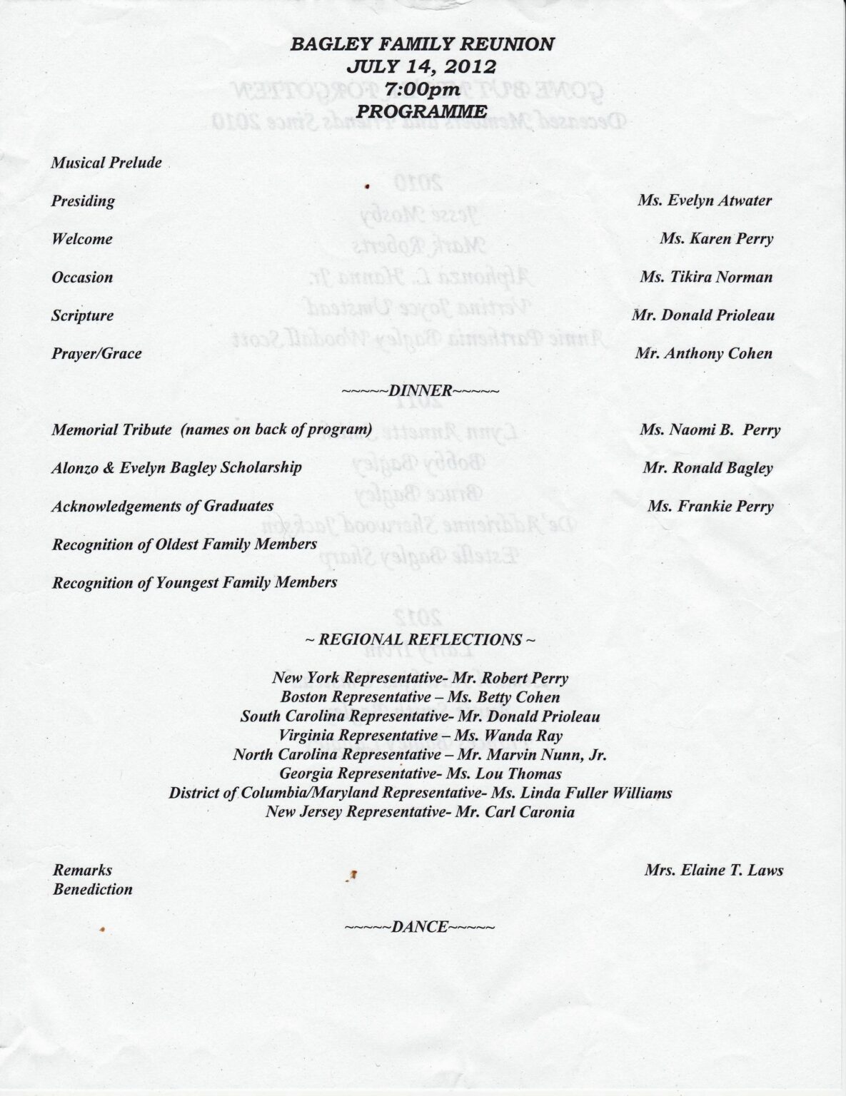 Class Reunion Banquet Program Template