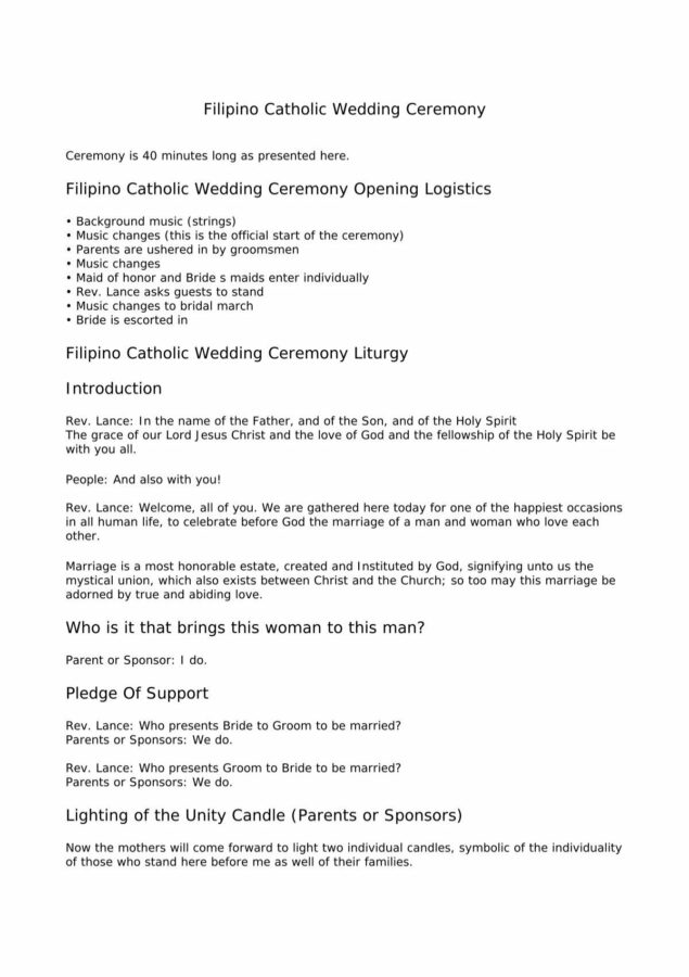 Filipino Catholic Wedding Program Template