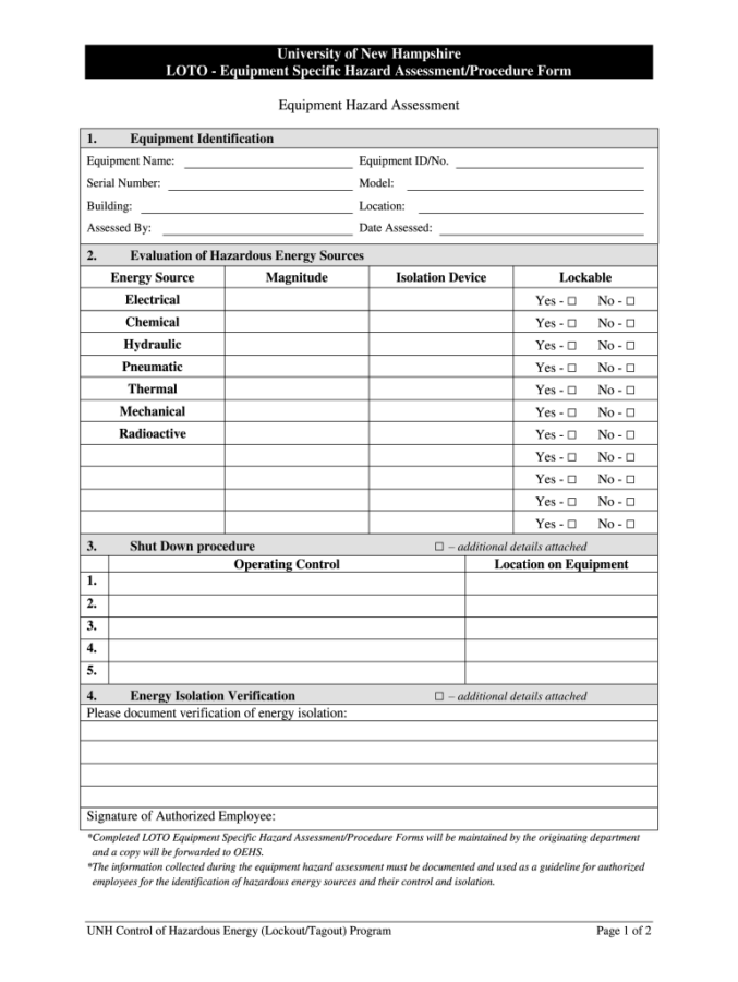 Hazardous Energy Control Program Template