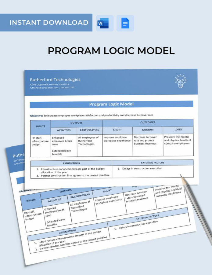 Logic Model Development Program Planning Template