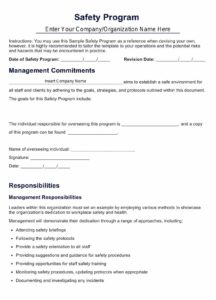 Occupational Safety and Health Program Template