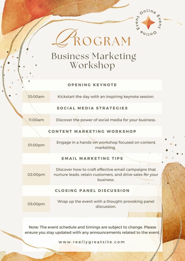 One Page Event Program Template