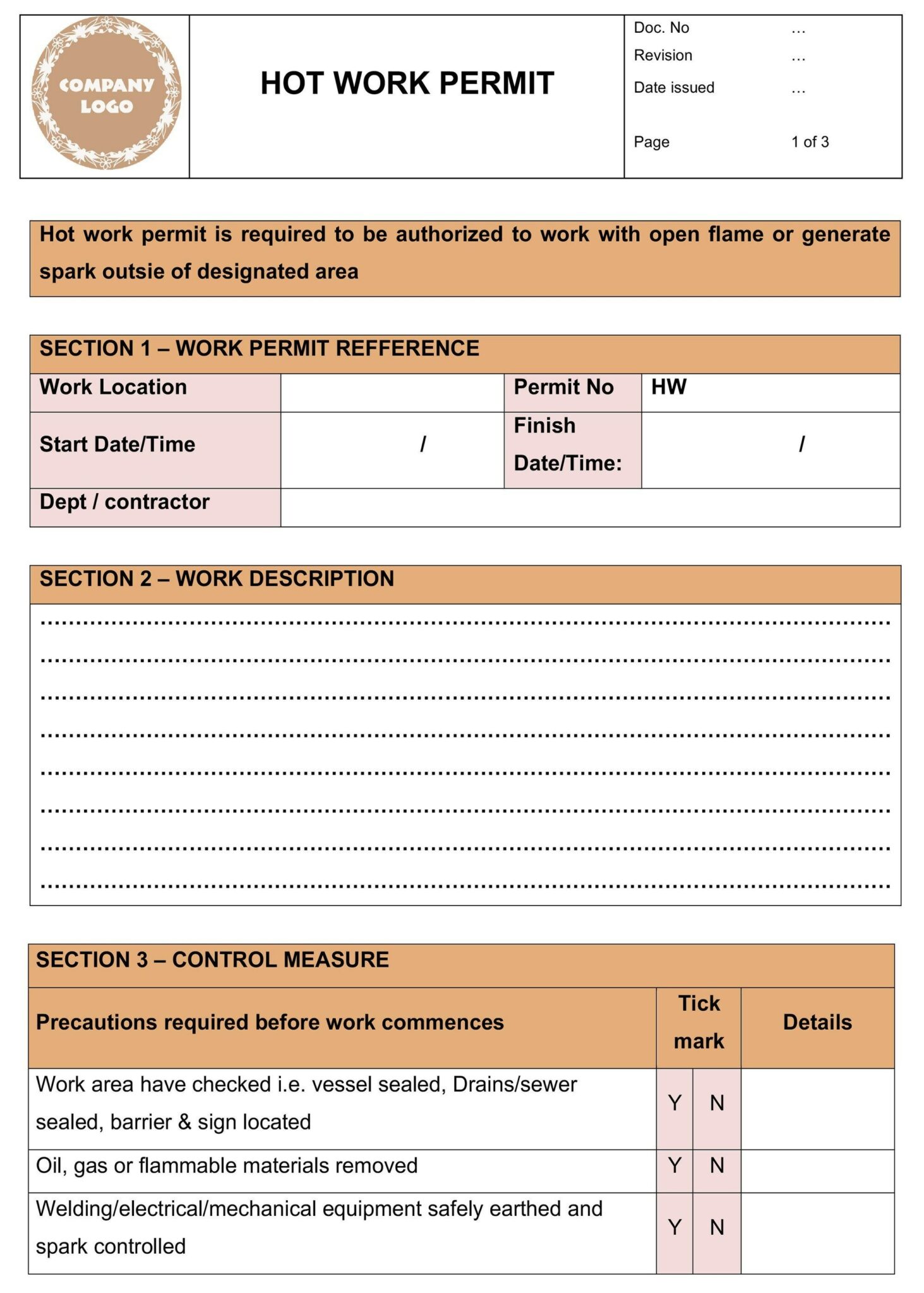 Hot Work Safety Program Template