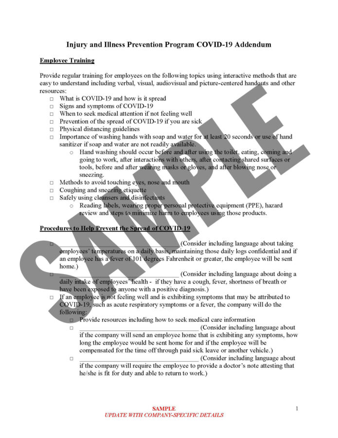 OSHA Injury and Illness Prevention Program Template