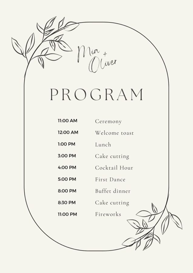 Printable Editable Wedding Program Template