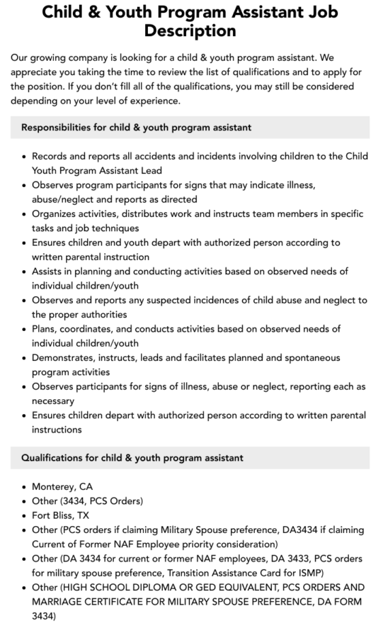 Program Assistant Job Description Template