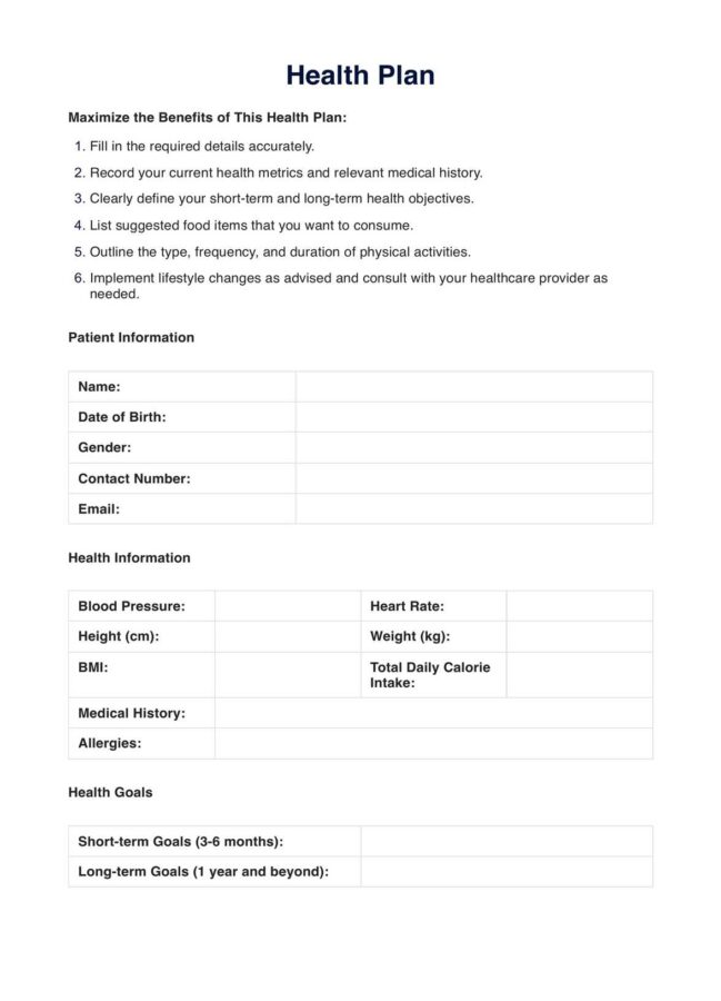 Public Health Program Planning Template