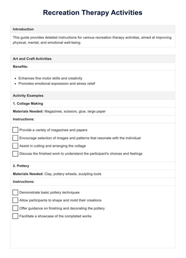 Recreation Program Plan Outline Template