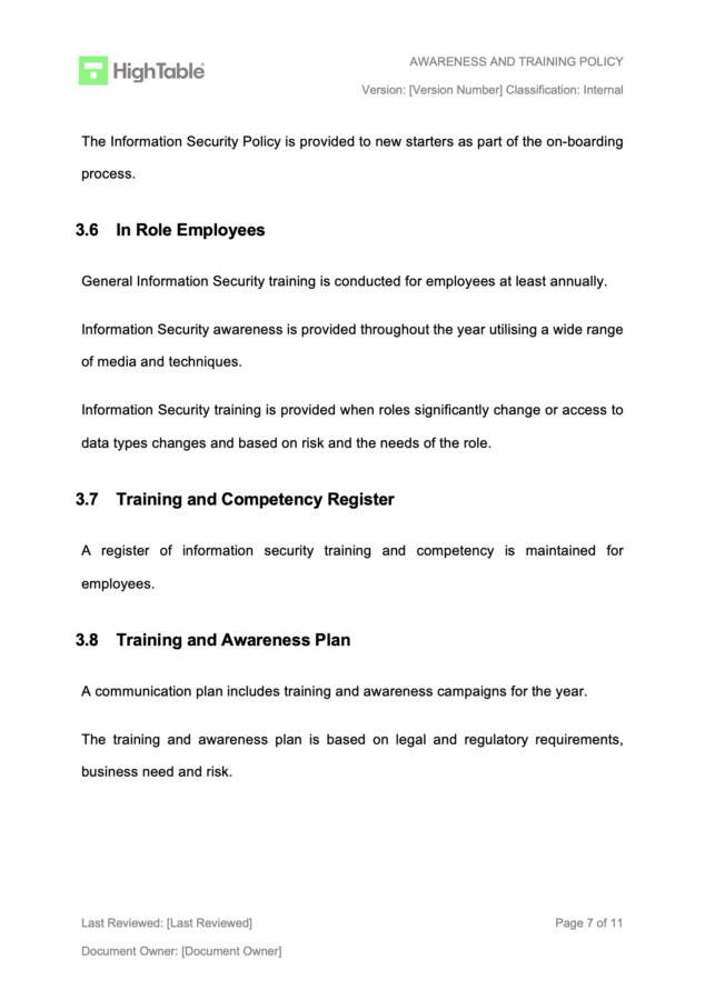 Security Awareness Training Program Template