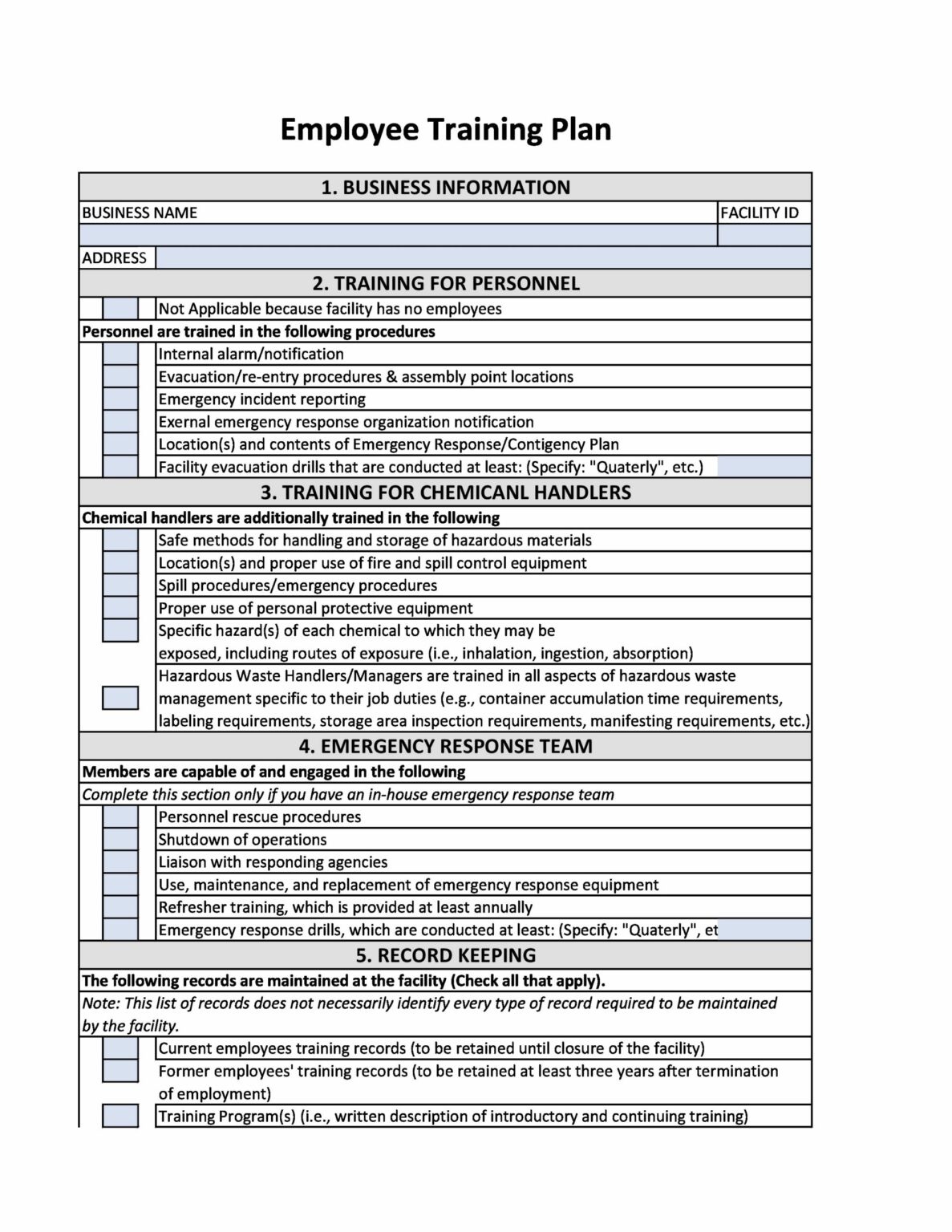 Training Program Training Plan Template
