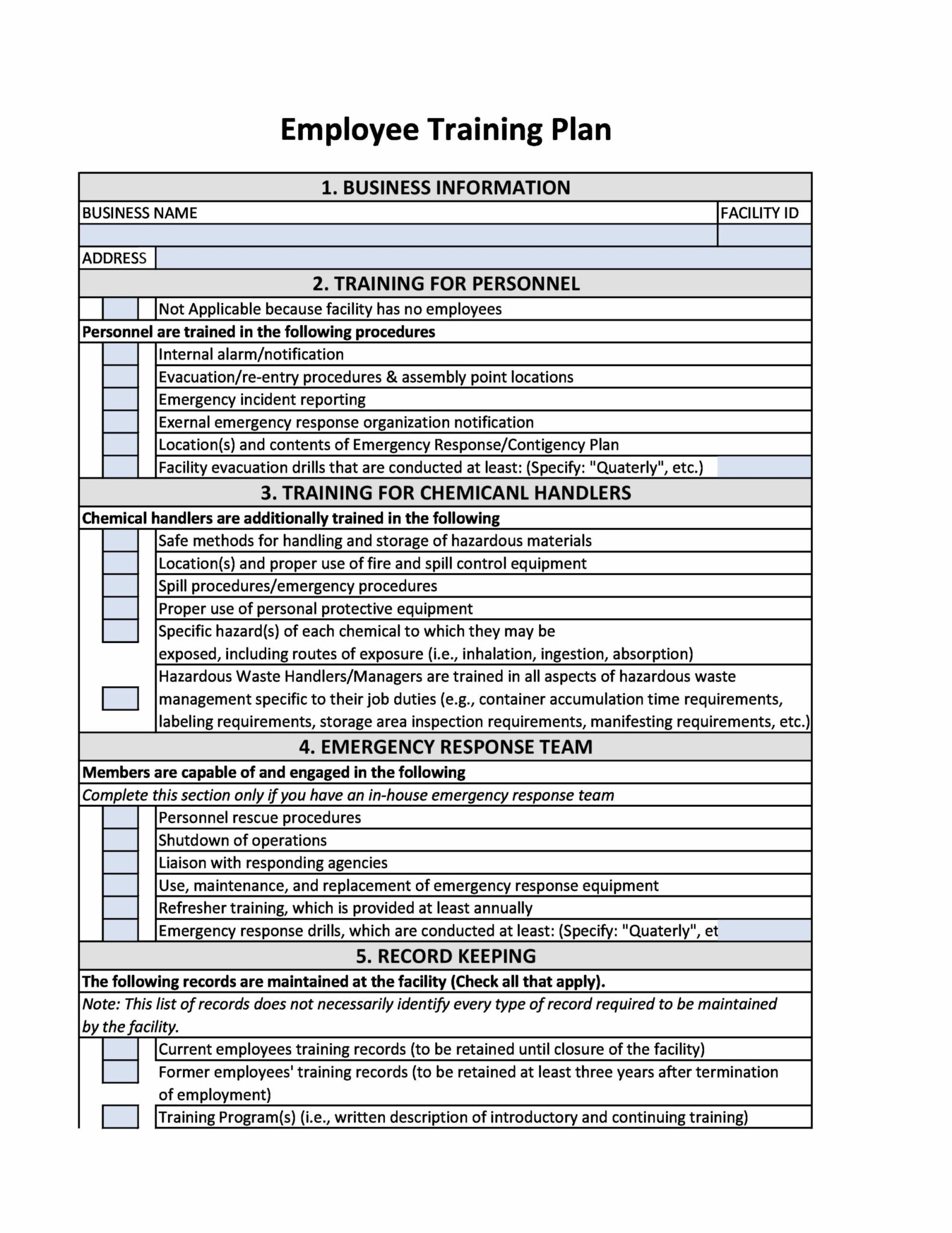 Training Program Training Plan Template