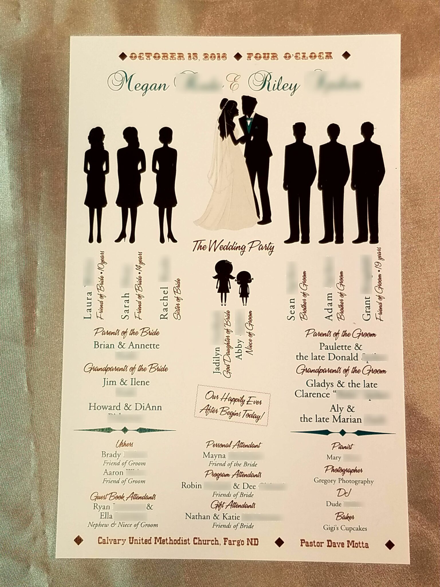 Wedding Party Silhouette Program Template