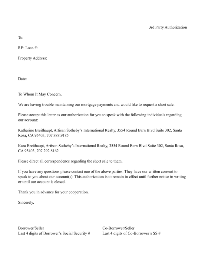 Third Party Authorization Letter Template Third Party Authorization Letter Template