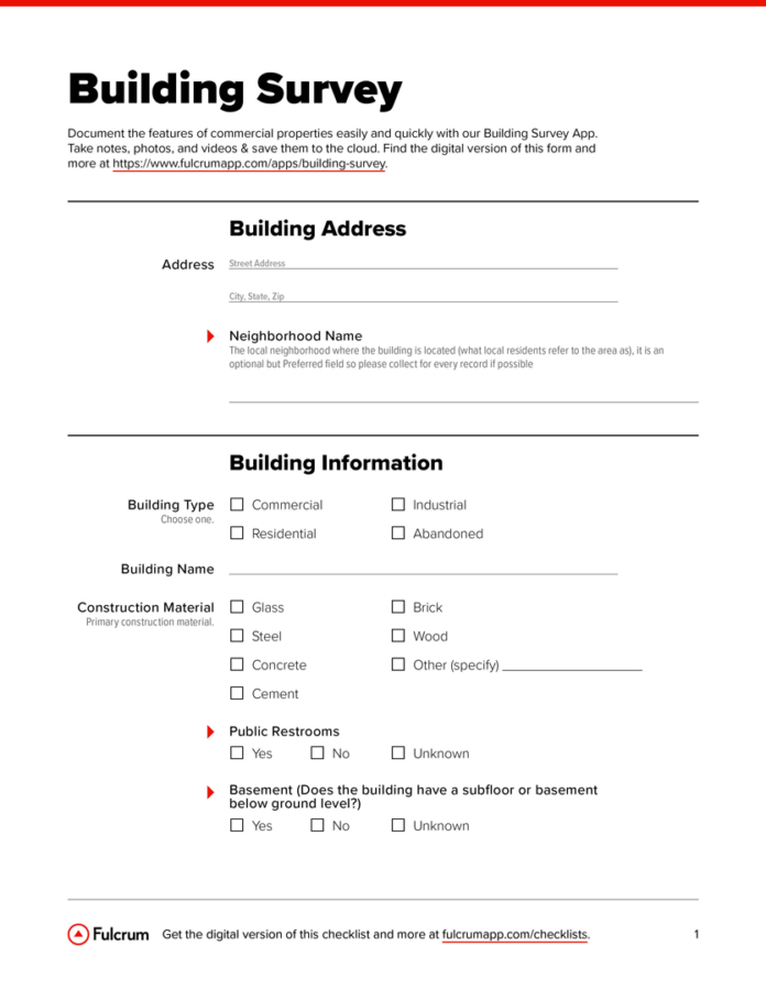 Building Survey Site Notes Template
