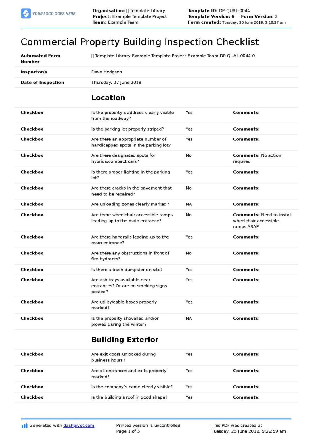 Window And Door Survey Template