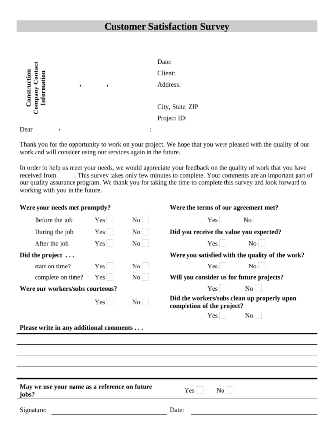 Construction Industry Customer Satisfaction Survey Template