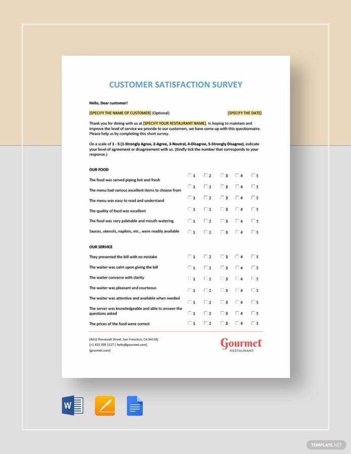 Restaurant Customer Satisfaction Survey Template