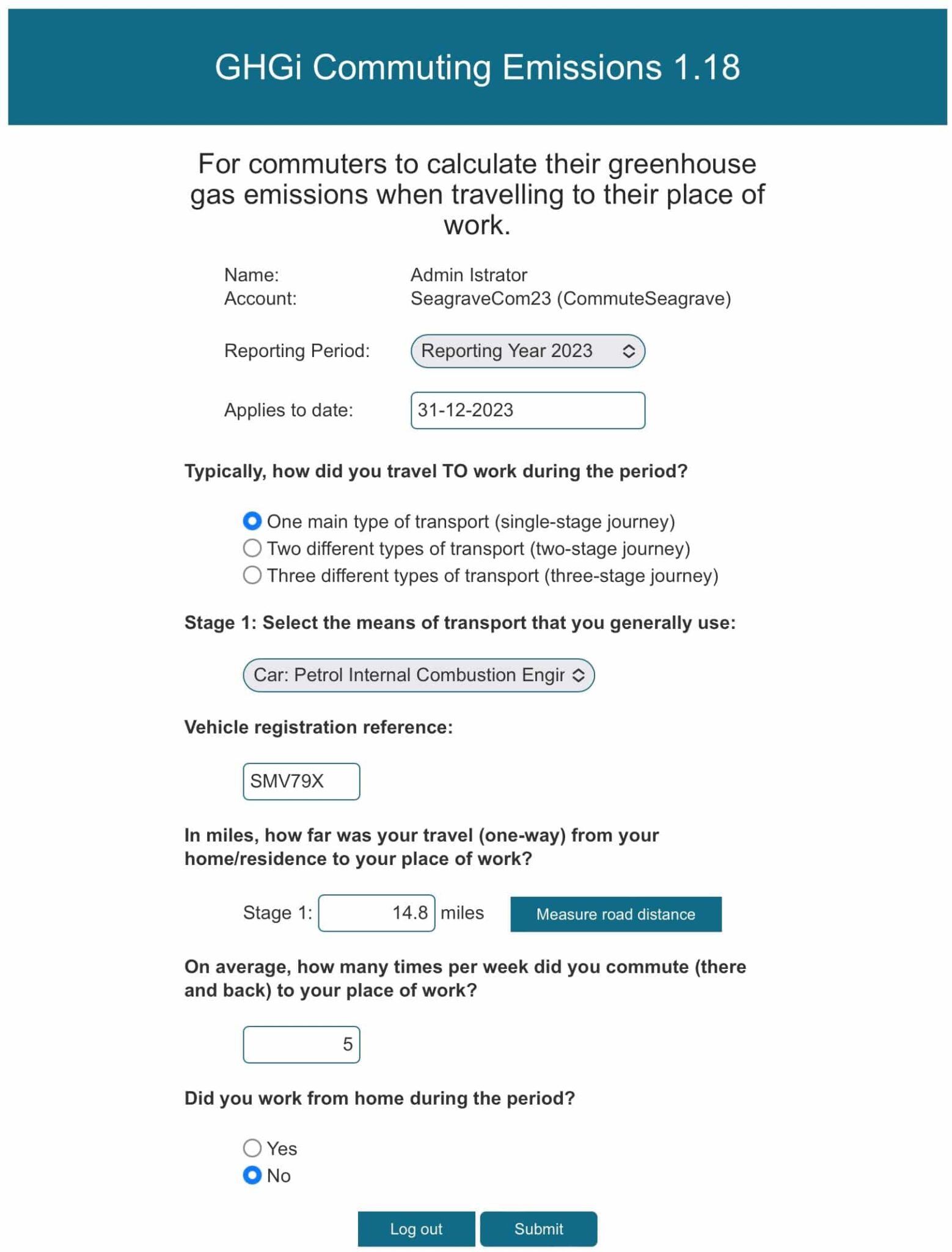 Employee Commuting Survey Scope 3 Template