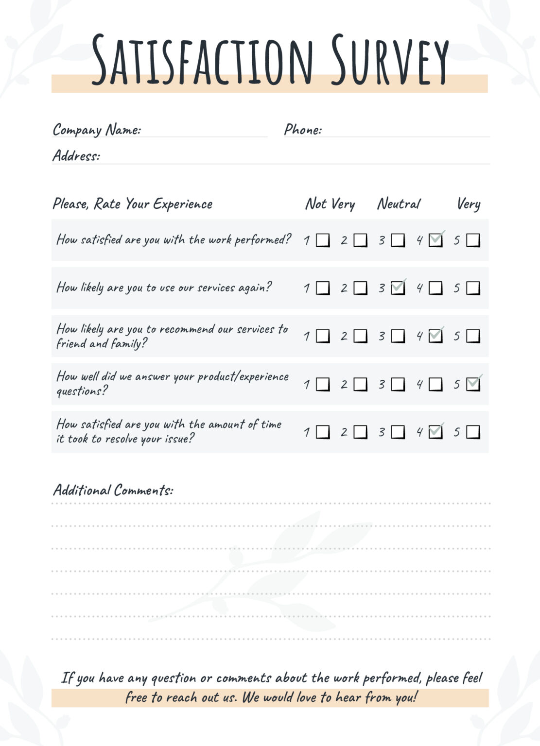 Free Client Satisfaction Survey Template
