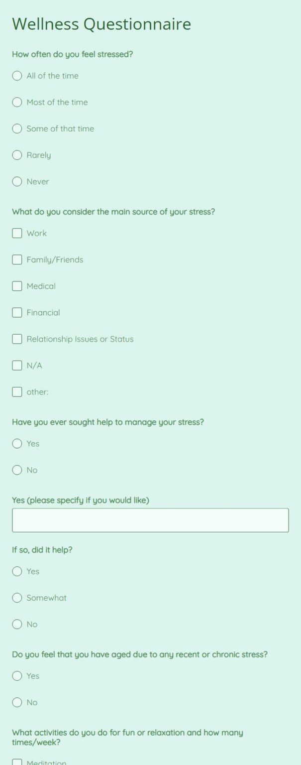 Health And Wellbeing Survey Template