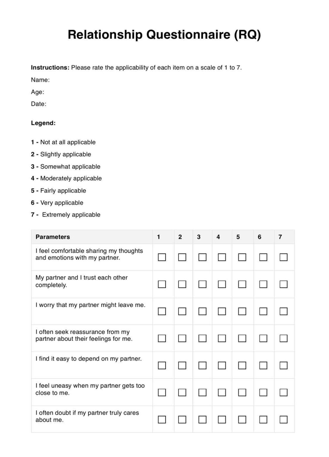 Healthy Life Relationships Survey Template