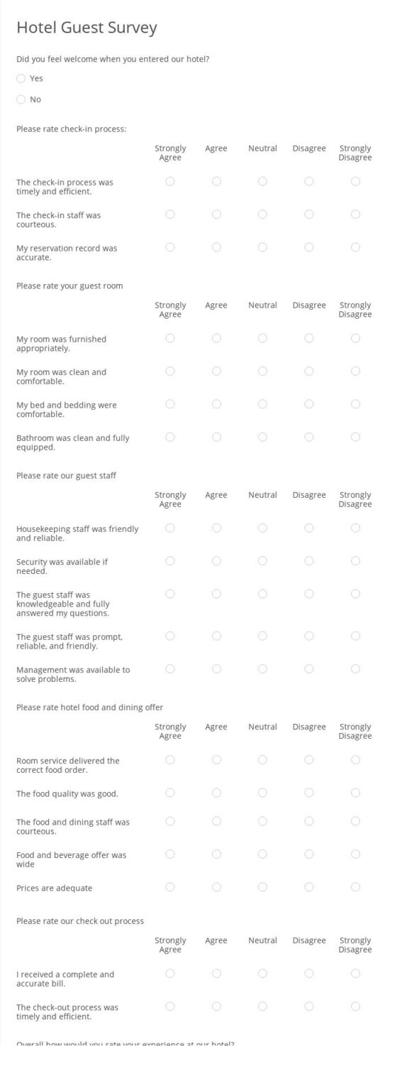 Hotel Guest Satisfaction Survey Template
