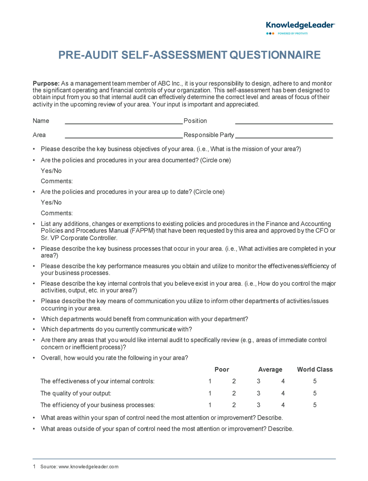 Audit Request List Template