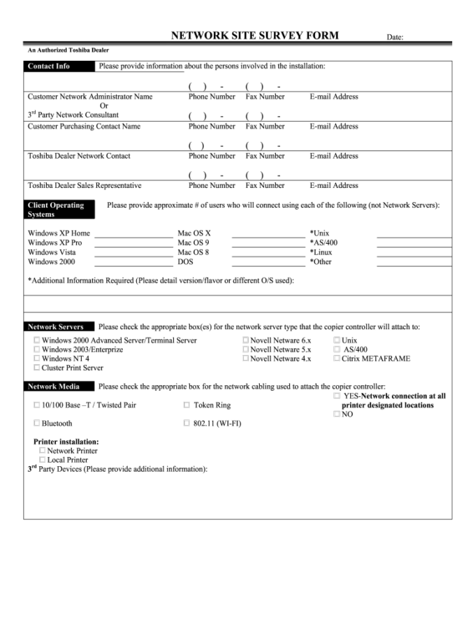 It Infrastructure Site Survey Template