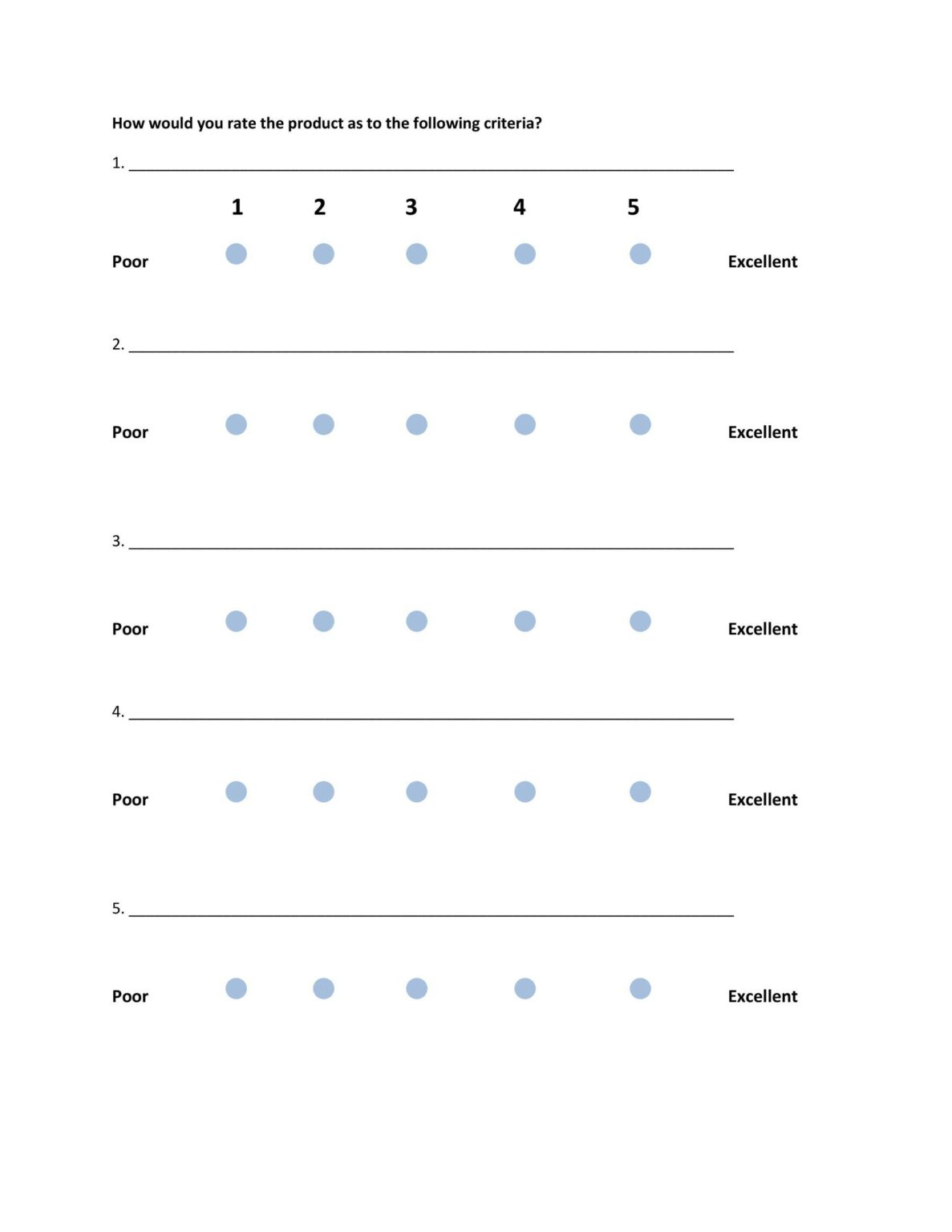 Scale 1 To 5 Survey Template